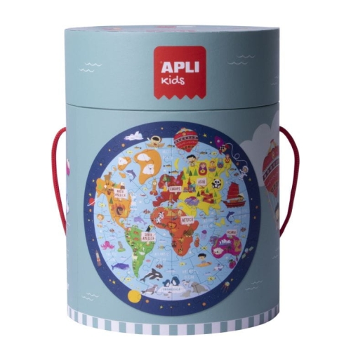 Puzzle dla Dzieci Okrągłe w Tubie Mapa Świata 5+ / Apli Kids | Bajum.pl
